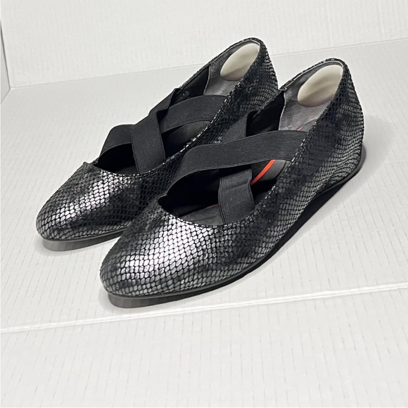 Rockport | Shoes | Metallic Reptile Leather Ballet Wedges | Poshmark
